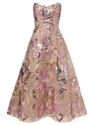 Elie Saab Embellished Tulle Bustier Dress - Pink