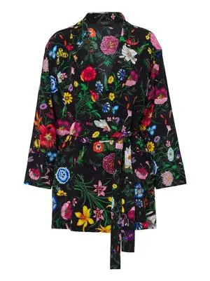 Gucci Flora Belted Silk Crepe De Chine Shirt - Multicoloured