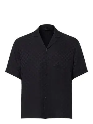 Gucci Gg Jacquard Silk Bowling Shirt - Blue