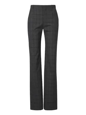 Gucci Checked Wool Straight-leg Trousers - Grey