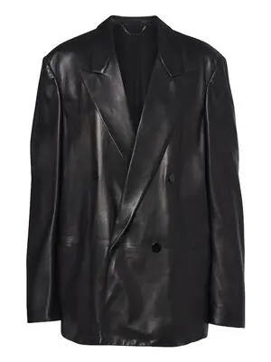 Gucci Double-breasted Leather Jacket - Black