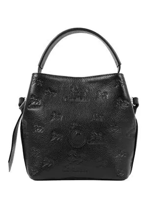 CAVALINHO Embossed Leather Bucket Bag - Black