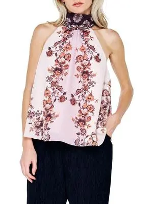 CIEBON Floral Print Halter Neck Top - Brown Multi