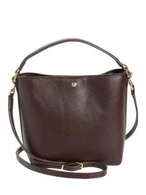 Mango Faux Leather Bucket Bag - Chocolate