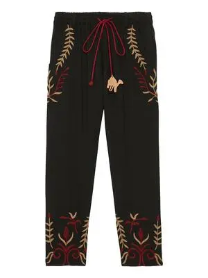 BAZISZT Basziszt Kati Pants With Hand-embroidered Accents - Black