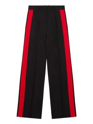 Loewe Mid Waist Straight Leg Trousers With Red Side Stripe - Black
