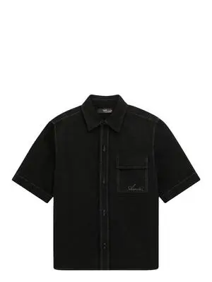 Amiri Script Logo Linen Shirt - Black