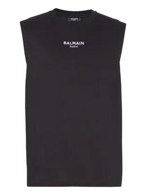 Balmain Embroidered Paris Tank Top - Black