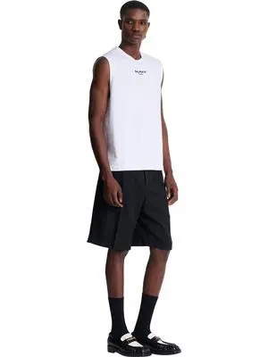Balmain Embroidered Balmain Paris Tank Top White