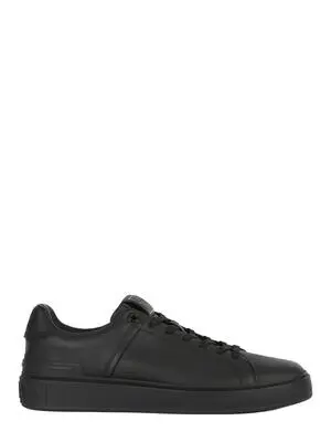 Balmain B-court Smooth Calfskin Leather Lace-up Sneakers - Black