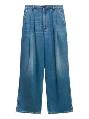 Marni Denim Trousers With Double Pleats - Blue
