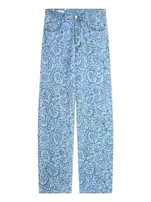 DRIES VAN NOTEN DRIES VAN NOTEN Printed Wide Leg Denim Pants