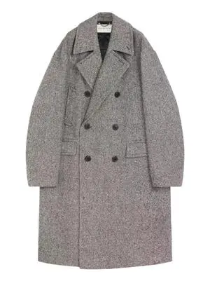 Dries Van Noten Oversized Wool Tweed Coat - Grey