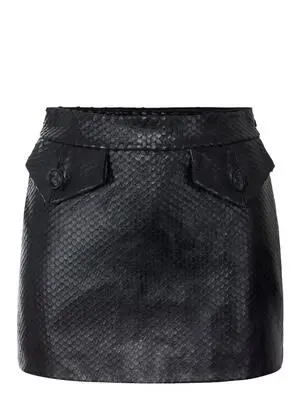 ELISABETTA FRANCHI Elisabetta Franchi Black Faux Leather Fish Scale Mini Skirt