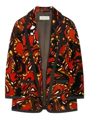 DRIES VAN NOTEN DRIES VAN NOTEN Oversized Velvet Blazer With Marbled Clay Print