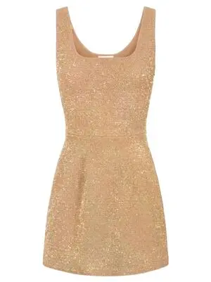 Elisabetta Franchi Sequined Knit Mini Dress - Gold