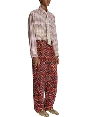 Dries Van Noten Printed Corduroy Pants - Red