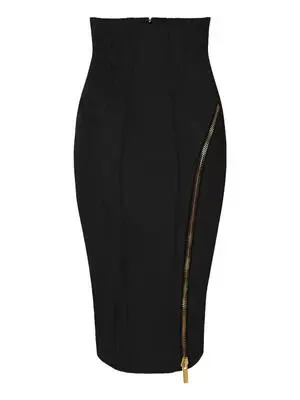 Elisabetta Franchi Midi Skirt With Side Zip - Black