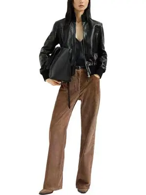 Brunello Cucinelli Cotton Corduroy Straight Leg Trousers With Monili Detail - Brown