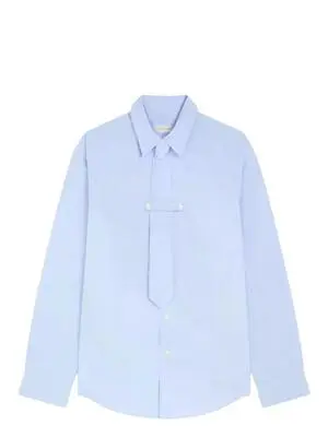 Dries Van Noten Classic Cotton Shirt With Tie - Blue