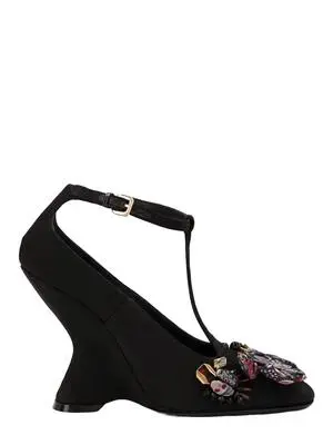 Dries Van Noten Embroidered Wedge Pumps - Black