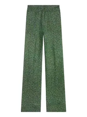 Dries Van Noten Slim-fit Viscose Pants With Marbled Clay Print - Green