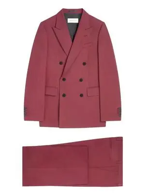 Dries Van Noten Double-breasted Wool Toile Suit - Red