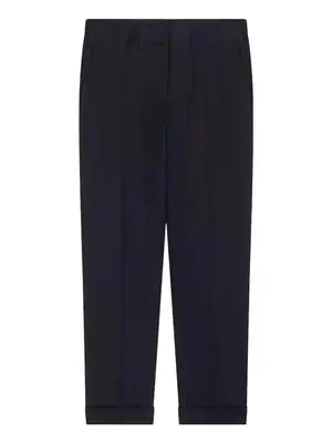 Dries Van Noten Cuffed Cotton Wool Pants - Blue