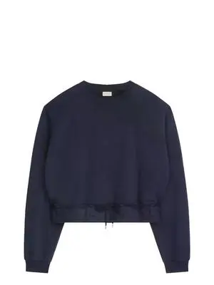 Dries Van Noten Cropped Sweatshirt With Drawstring Waist - Blue