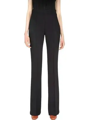 FERRAGAMO Wool Pressed Crease Flared Trousers - Black