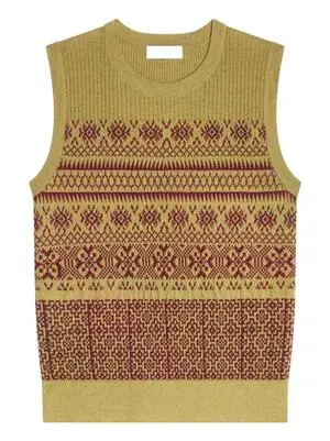 Dries Van Noten Jacquard Wool Blend Sleeveless Sweater - Green