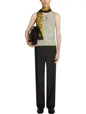 Dries Van Noten Embroidered Alpaca Wool Blend Sleeveless Sweater - Grey