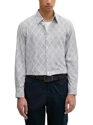 Armani Exchange Diamond-pattern Striped Shirt - Grey