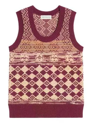 Dries Van Noten Jacquard Wool Sleeveless Sweater - Purple