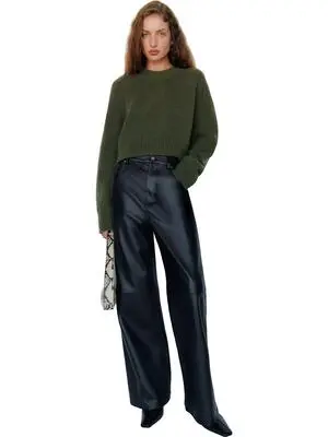 REFORMATION Remy Regenerative Wool Crew Sweater - Green
