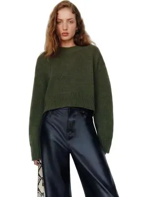 REFORMATION Reformation Remy Regenerative Wool Crew Sweater Green