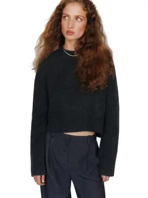 REFORMATION Remy Regenerative Wool Crew Sweater - Grey