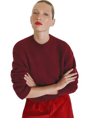 REFORMATION Remy Regenerative Wool Crew Sweater - Red
