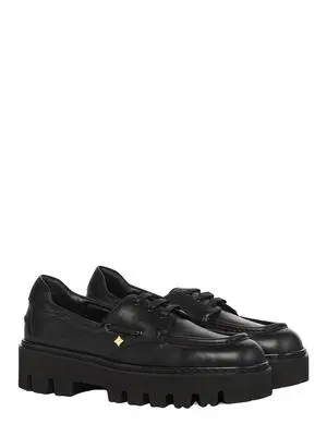 Mcm Calfskin Platform Loafers With Metal Studs - Black