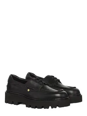 Mcm Platform Loafers In Calfskin With Metal Studs - Black
