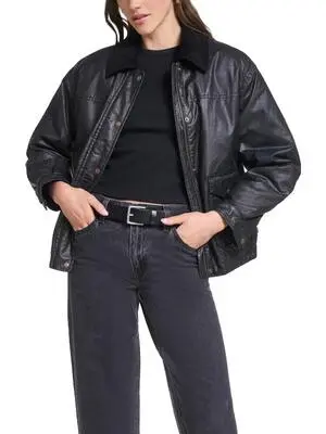 LEVI'S Relaxed Waxed Cotton Bomber Jacket - Black