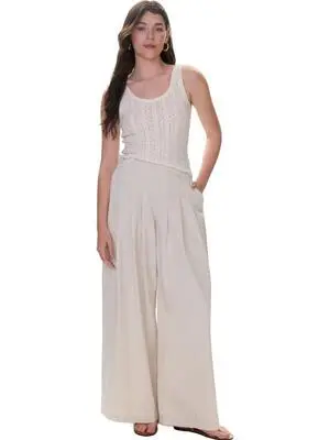 Rebecca Taylor Grace Wide Leg Pant - Alabaster
