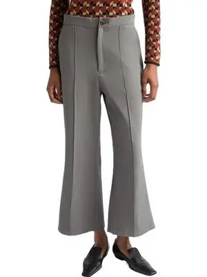 ZANKOV Pintuck Crop Flare Pants - Grey