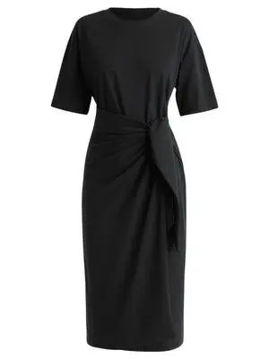 Modern Citizen Noa Organic Cotton Wrap Midi Dress - Black