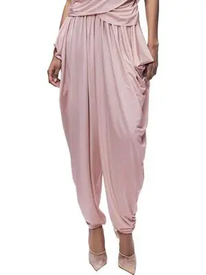 NOCTURNE Draped Elastic Waist Harem Trousers - Pink