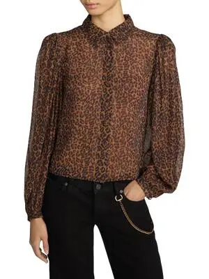 FRAME The Prairie Silk Shirt - Light Leopard Multi