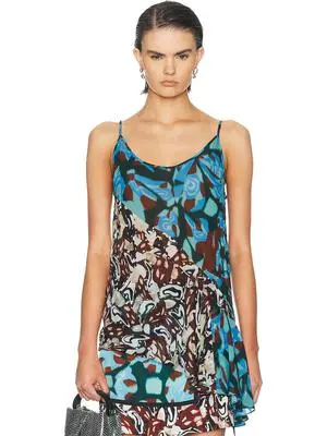 Dries Van Noten Asymmetrical Printed Georgette Top - Brown