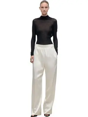 Victoria Beckham VICTORIA BECKHAM Textured Wide Leg Trousers Ivory