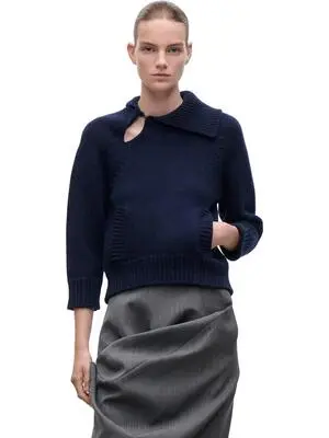 Victoria Beckham Asymmetric Collar Jumper - Navy