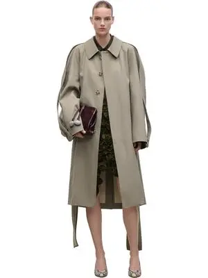 Victoria Beckham Two-tone Cotton Trench Coat - Beige